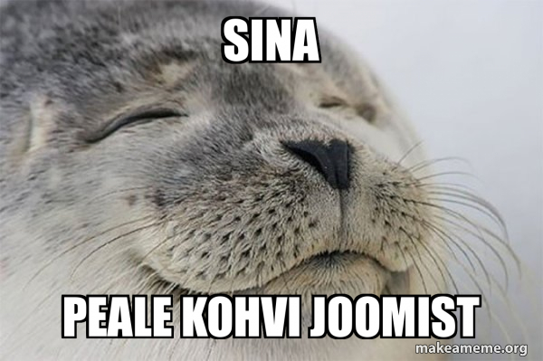 Sina Peale kohvi joomist - Satisfied Seal Meme Generator