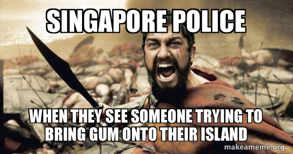Singapore police when they see someone trying to bring gum onto their ...