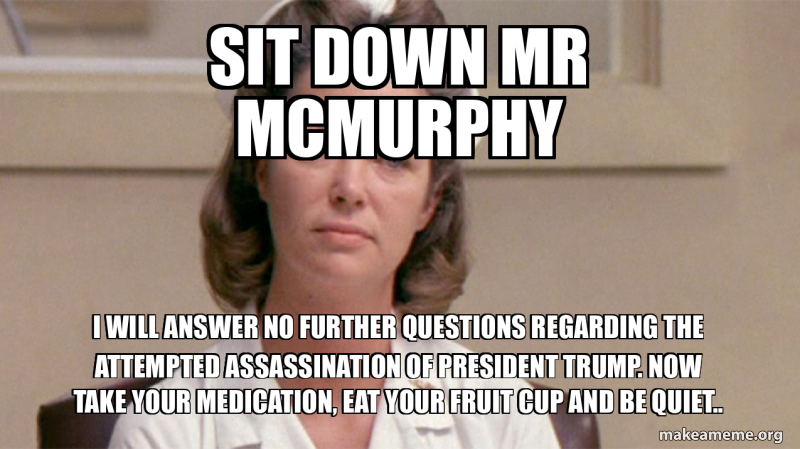 Sit down Mr McMurphy I will answer no further questions regarding the ...
