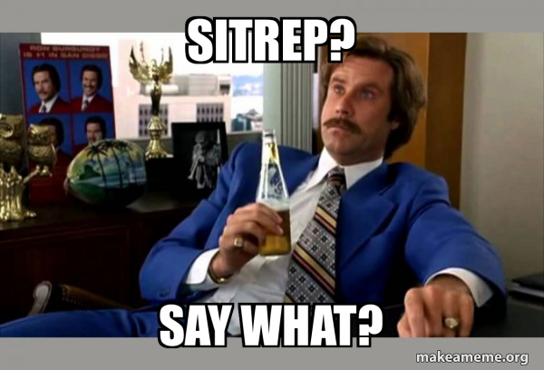 Sitrep? Say what? - Ron Burgundy - boy that escalated quickly | Make a Meme
