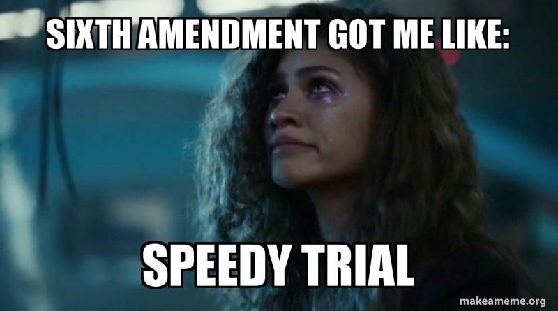 Sixth amendment got me like: Speedy trial Meme Generator