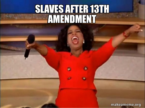 Slaves after 13th amendment - Oprah Winfrey - You Get a Car Meme Generator