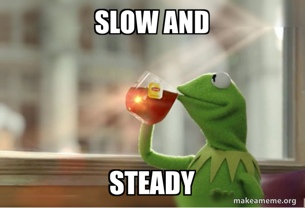 Slow and Steady - Kermit Drinking Tea Meme Generator