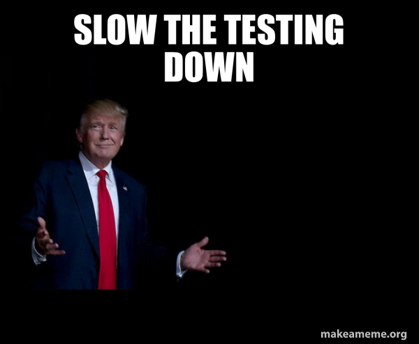 SLOW THE TESTING DOWN - Trump Everything is FIne Meme Generator