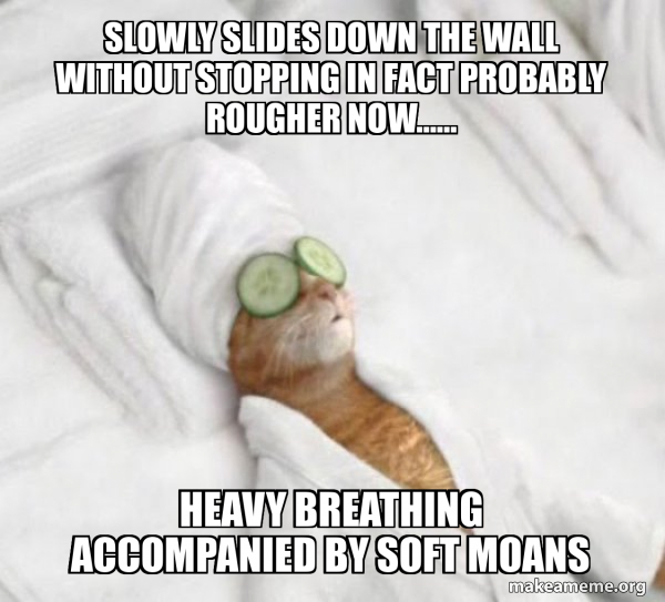 slowly slides down the wall without stopping in fact probably rougher ...