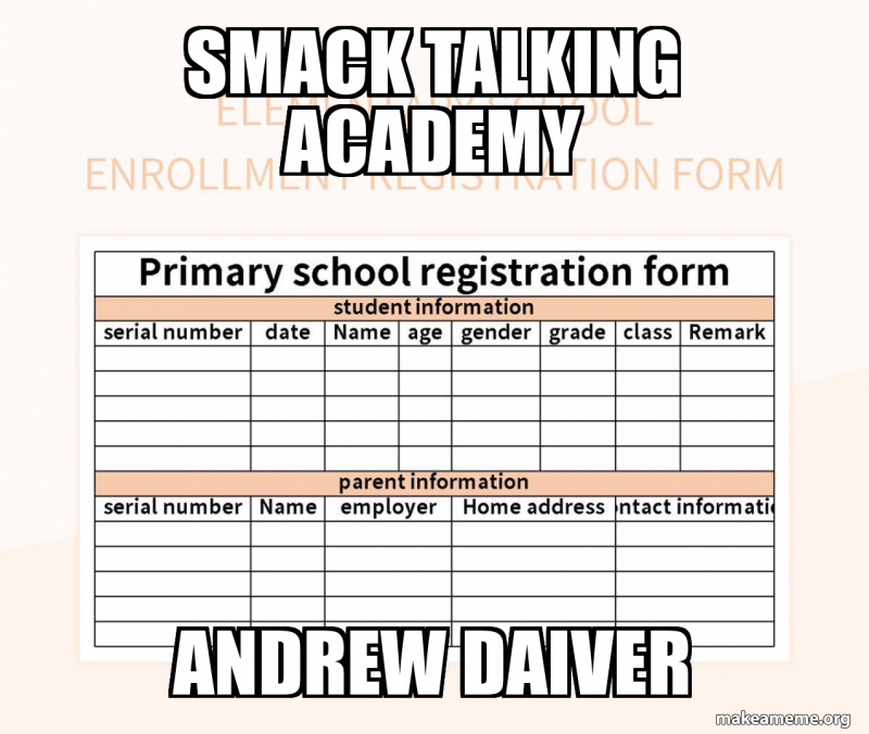 Smack talking academy Andrew daiver Meme Generator