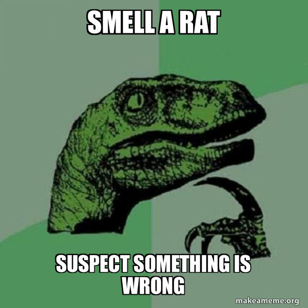 SMELL A RAT SUSPECT SOMETHING IS WRONG - Philosoraptor Meme Generator