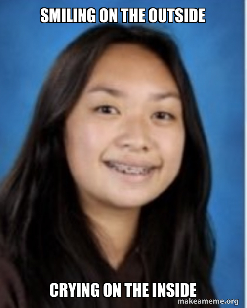 smiling on the outside crying on the inside Meme Generator