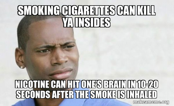 Smoking cigarettes can kill ya insides Nicotine can hit one’s brain in ...
