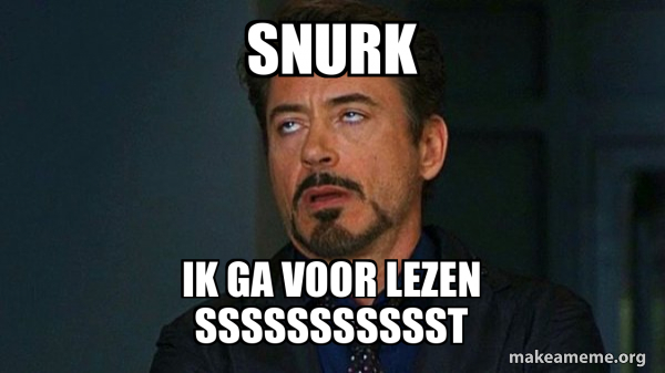 snurk ik ga voor lezen ssssssssssst - Tony Stark Eye Roll Meme Generator