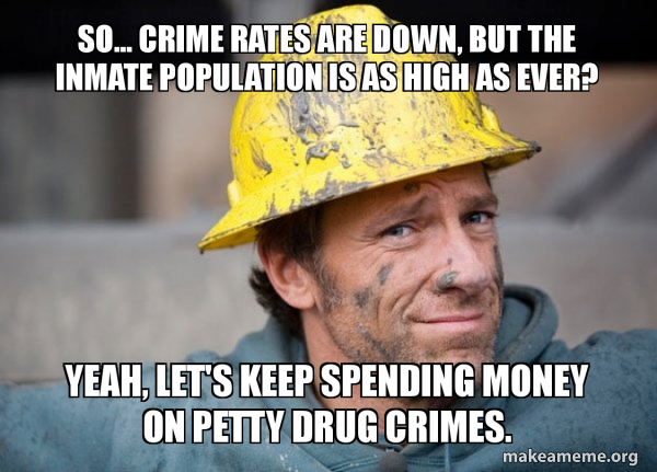 So... crime rates are down, but the inmate population is as high as ...