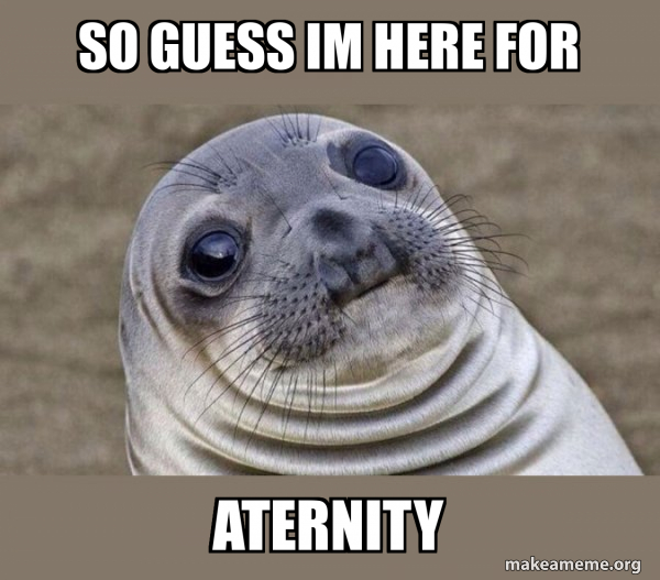 SO GUESS iM HERE FOR aternity - Squeamish Seal Meme Generator