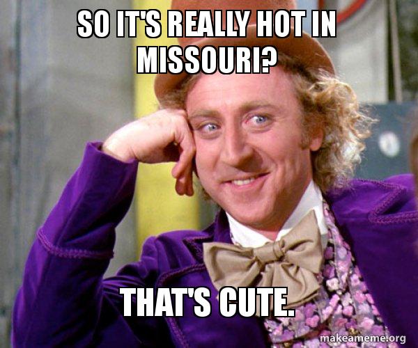 So it's really hot in Missouri? That's cute. - Willy Wonka Sarcasm Meme ...