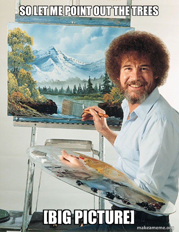 So let me point out the trees [Big picture] - Bob Ross Meme Generator