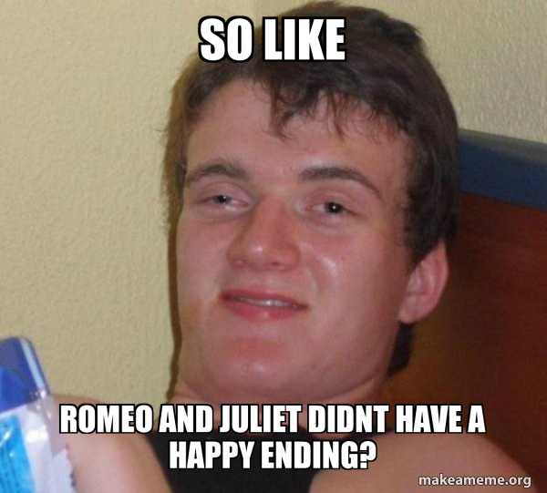 so like romeo and juliet didnt have a happy ending? - [10] guy Meme ...
