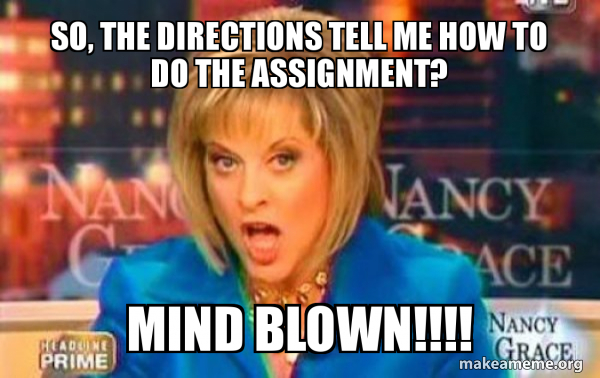 So, the directions tell me how to do the assignment? Mind blown ...
