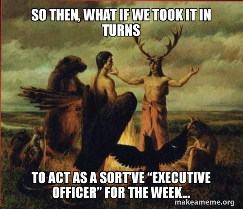So then, what if we took it in turns To act as a sortâ€™ve â€œexecutive ...