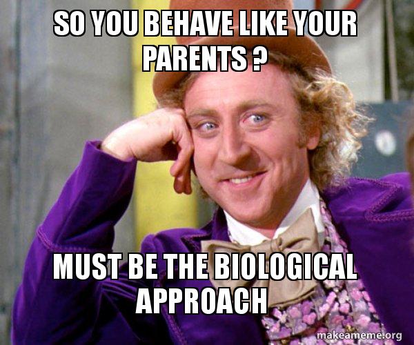 So you behave like your parents ? Must be the Biological Approach ...