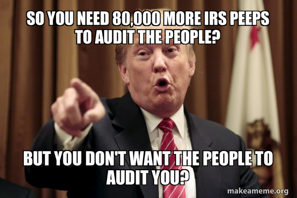 So you need 80,000 more IRS peeps to audit the people? But you don't ...