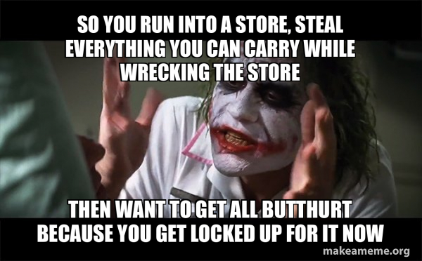 So you run into a store, steal everything you can carry while wrecking ...