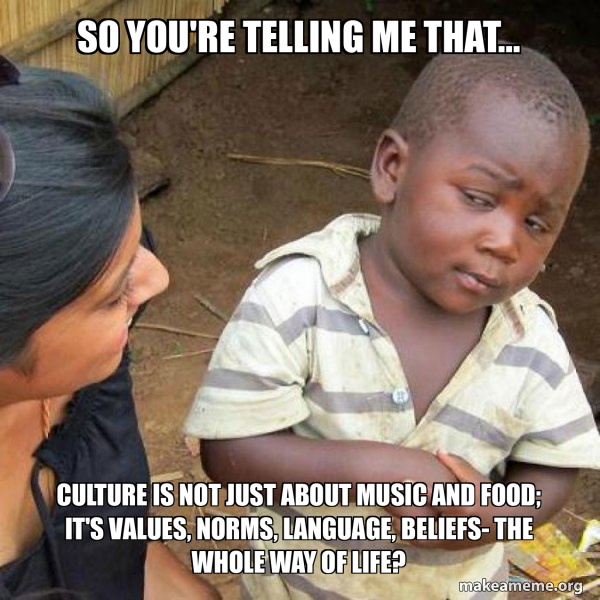 So you're telling me that... Culture is not just about music and food ...