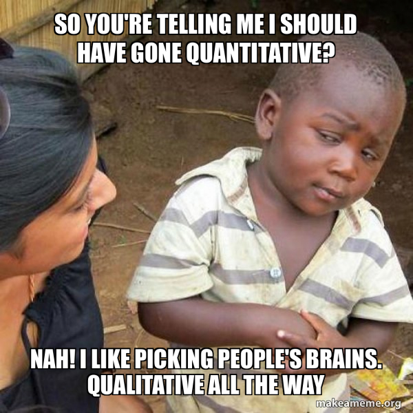 So you're telling me I should have gone Quantitative? Nah! i like ...