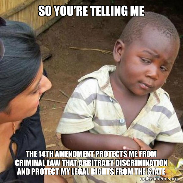 So you're telling me The 14th Amendment protects me from criminal law ...