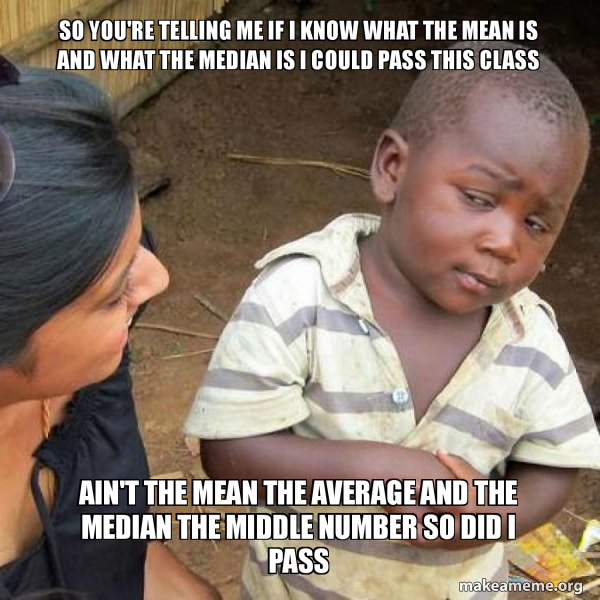 So you're telling me if I know what the mean is and what the median is ...