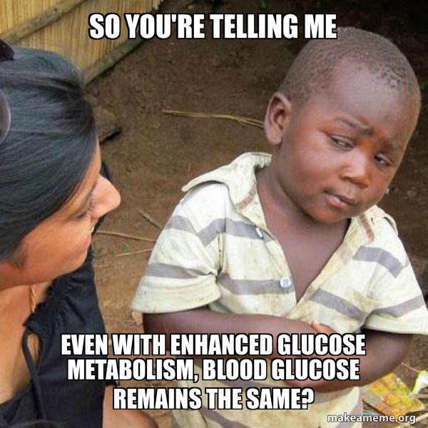 So you're telling me Even with enhanced glucose metabolism, blood ...