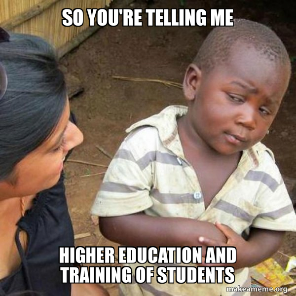 So you're telling me HIGHER EDUCATION AND TRAINING OF STUDENTS ...
