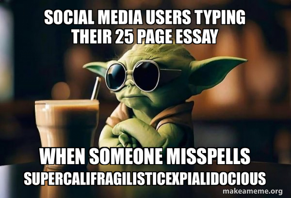 Social MeDia Users Typing Their 25 Page Essay when someone misspells ...