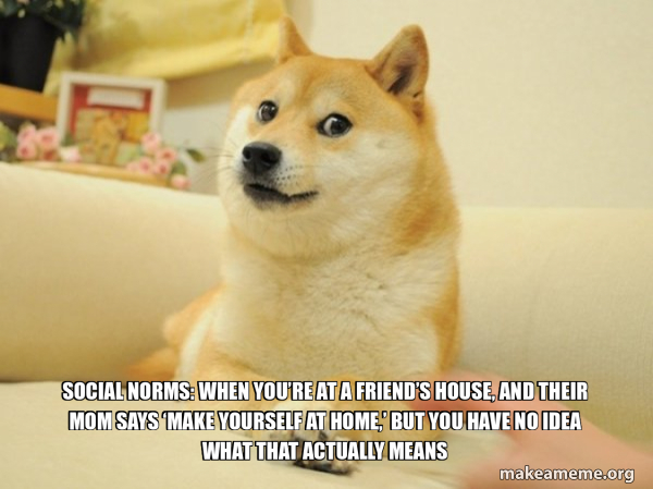 Social Norms: When you’re at a friend’s house, and their mom says ‘make ...