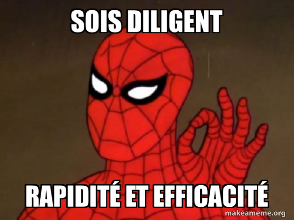 Sois diligent Rapidité et efficacité - Spiderman - Care factor Zero ...