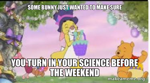 Some Bunny just wanted to make sure YOU TURN IN YOUR SCIENCE BEFORE THE ...
