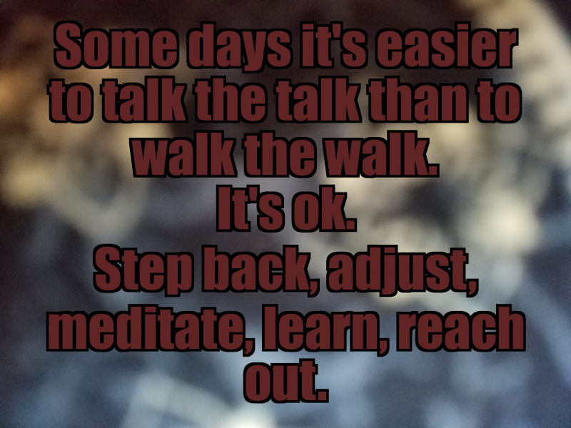 Some days it's easier to talk the talk than to walk the walk. It's ok ...