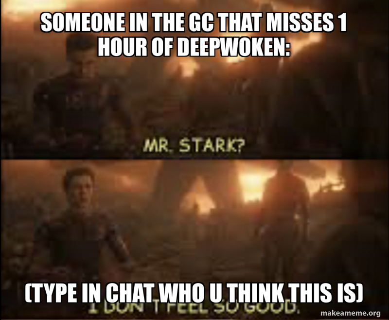 Someone in the gc that misses 1 hour of deepwoken: (Type in chat who u ...