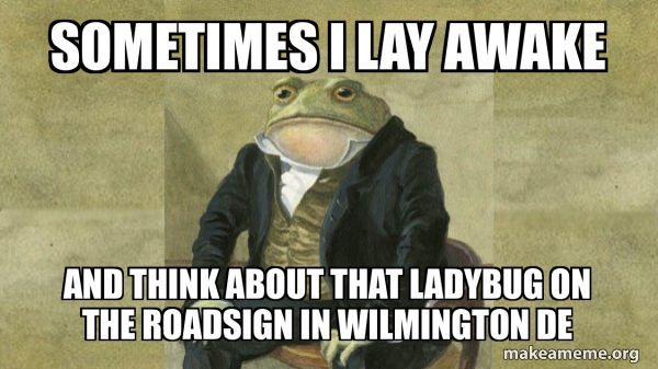 Sometimes I lay awake And think about that ladybug on the roadsign in ...