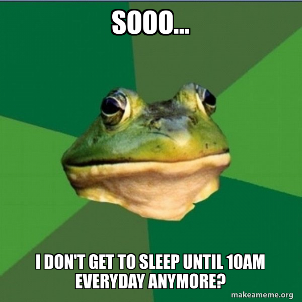 Sooo... I don't get to sleep until 10AM everyday anymore? - Foul ...