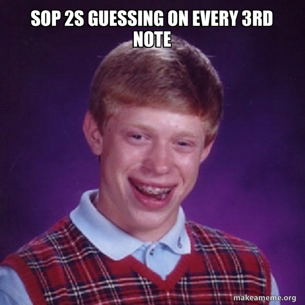 sop 2s guessing on every 3rd note - Bad Luck Brian Meme Generator