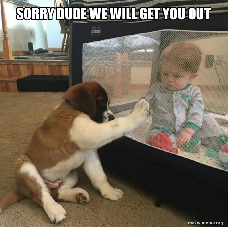 Sorry dude we will get you out Meme Generator