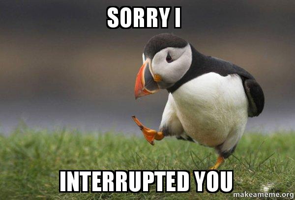 sorry I interrupted you - Unpopular Opinion Puffin Meme Generator