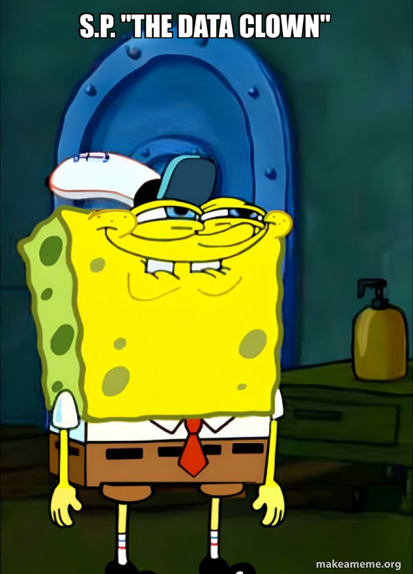 S.P. "The Data Clown" - SpongeBob Grin | Make a Meme