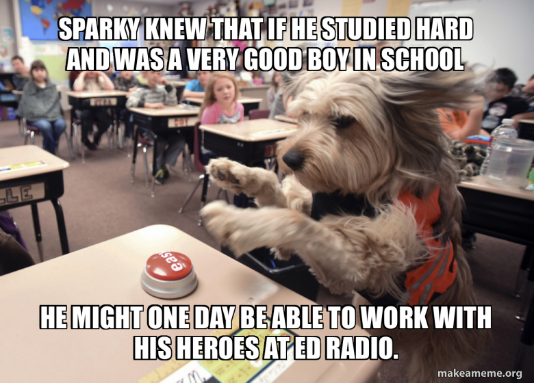 Sparky knew that if he studied hard and was a very good boy in school ...