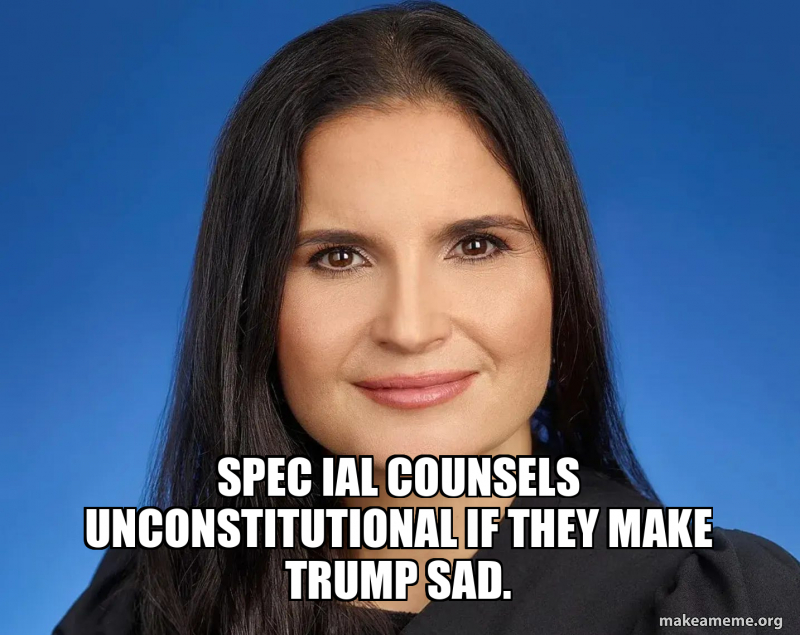 Spec ial counsels unconstitutional if they make trump sad. Meme Generator