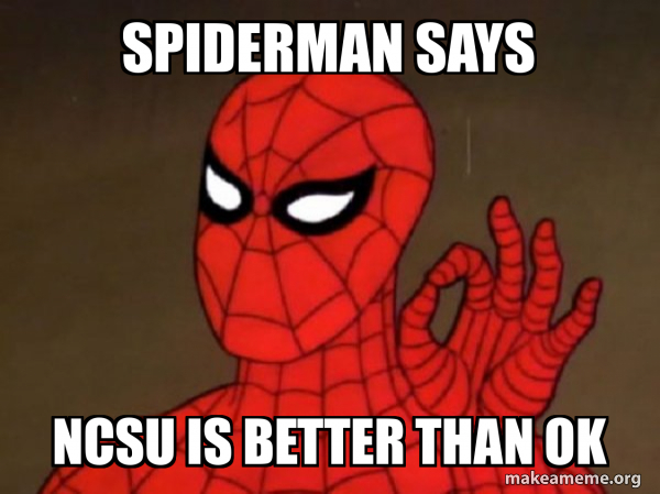 SPIDERMAN SAYS NCSU IS BETTER THAN OK - Spiderman - Care factor Zero ...