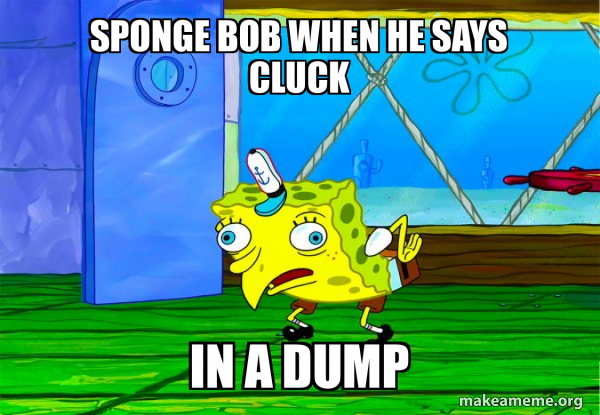 Sponge bob when he says cluck in a dump - Mocking SpongeBob Meme Generator