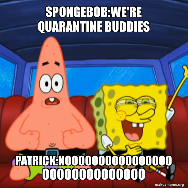 SpongeBob:we're Quarantine buddies Patrick:noooooooooooooooo ...