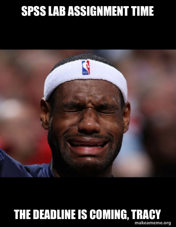 SPSS lab assignment time The deadline is coming, Tracy - Lebron Crying ...