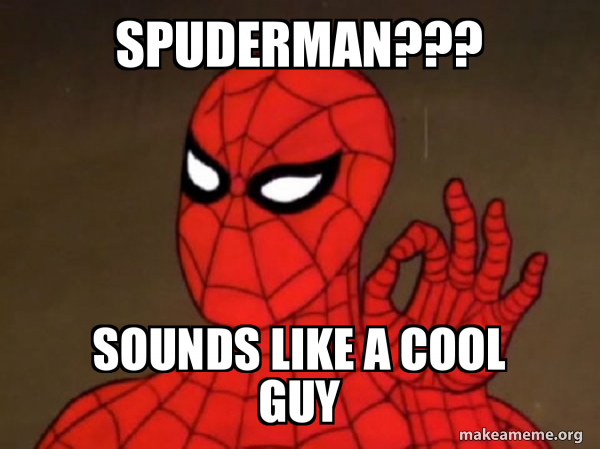 Spuderman??? Sounds like a cool guy - Spiderman - Care factor Zero Meme ...