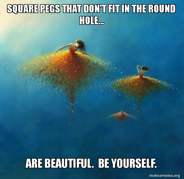 Square pegs that don't fit in the round hole... are beautiful. Be ...